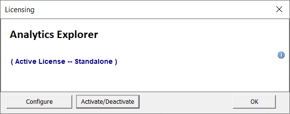 Licensing dialog box