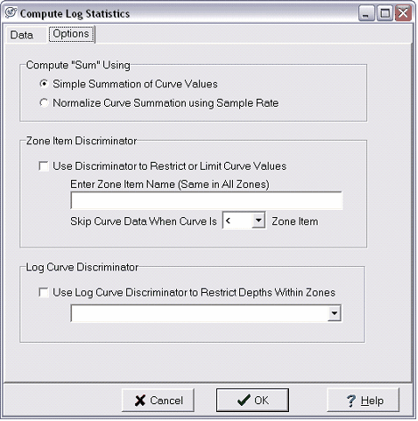 Log statistics calculation