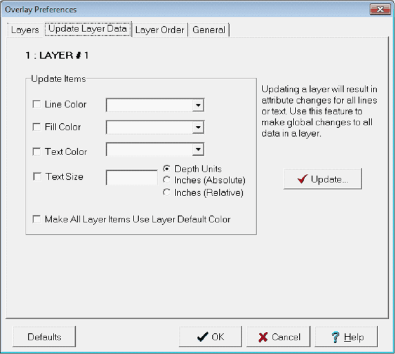 Overlay Layers & Preferences - Cross Section