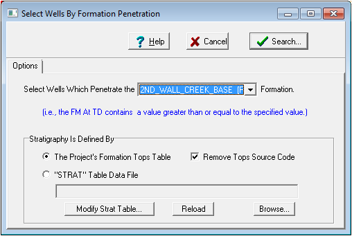 Select Wells By Formation Penetration