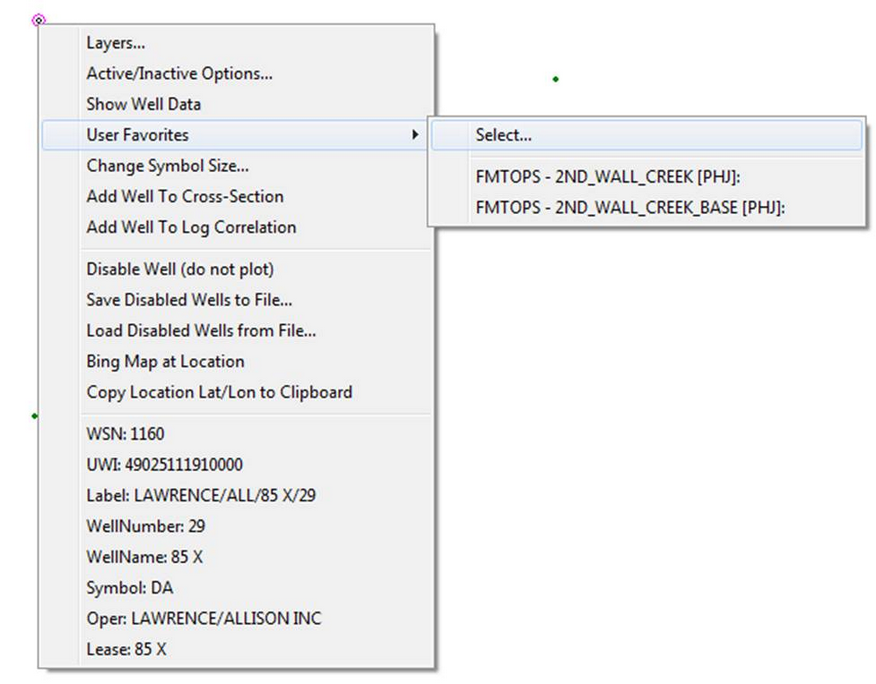 Popup Menu Data Selection